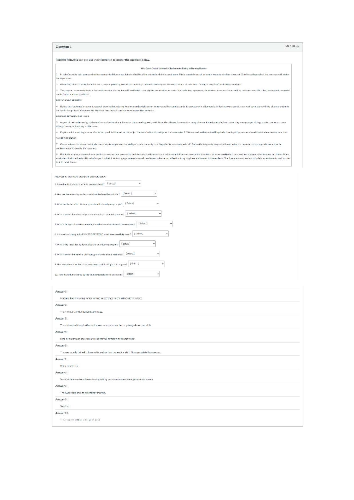 ARW2 - Final Exam: Nursing Home Program & Student Volunteering Insights ...