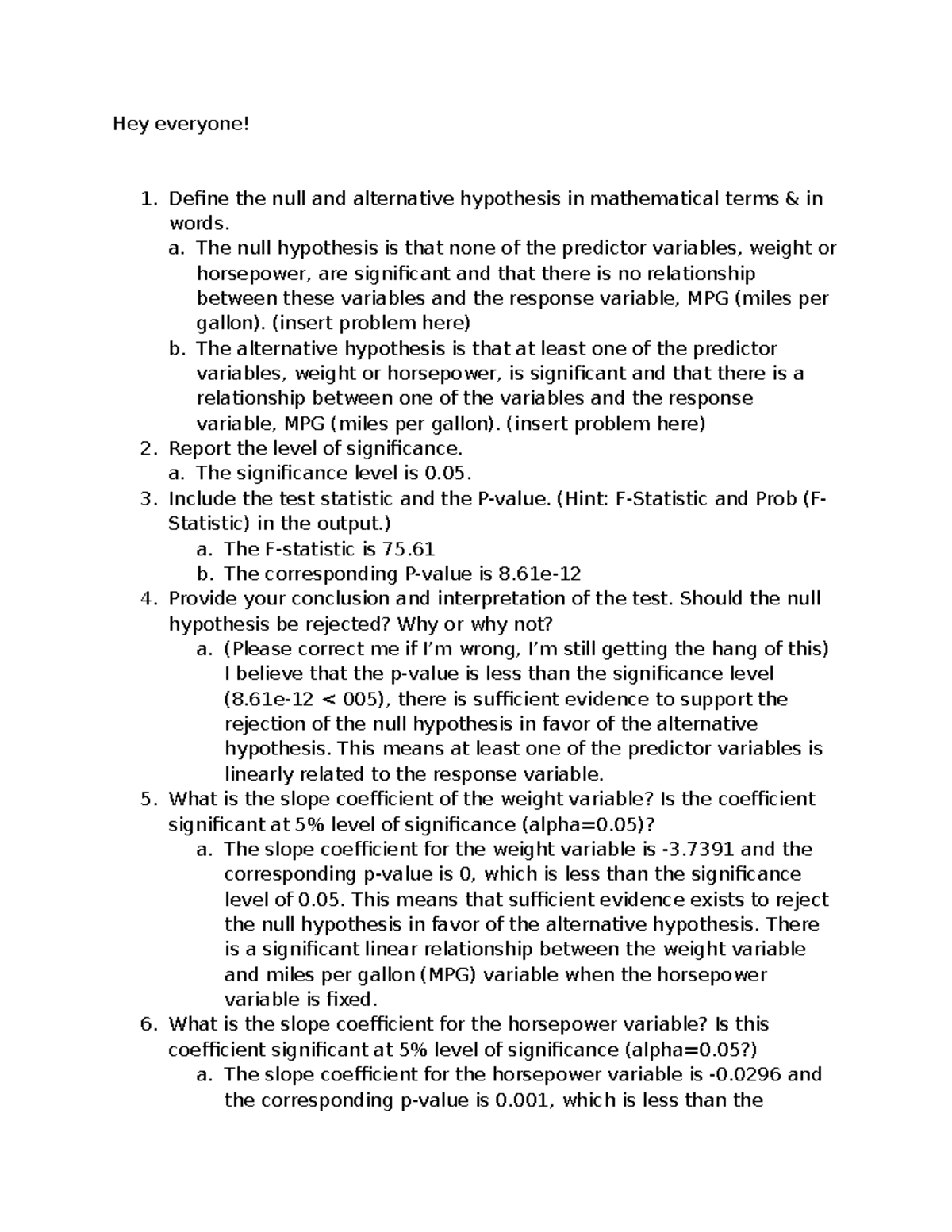 MAT243 Mod7 Discussion: Hypothesis Testing and Regression Analysis ...