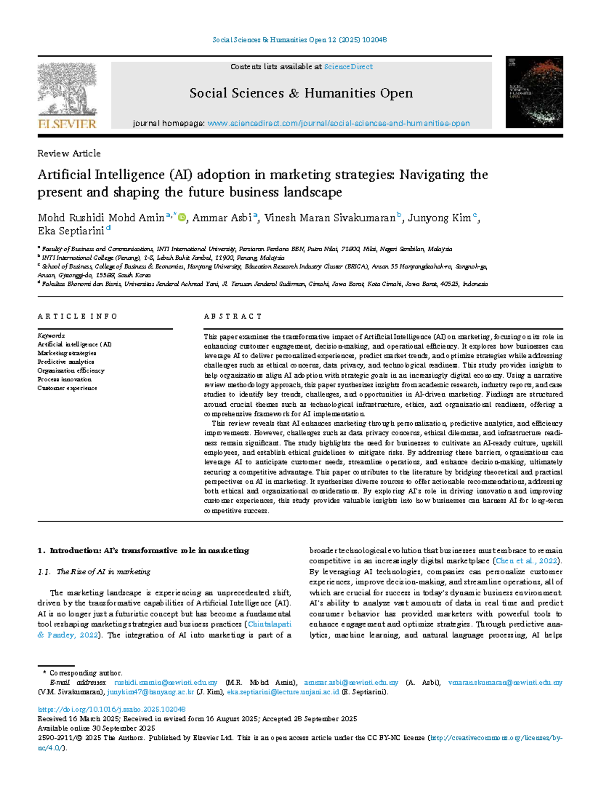 AI in Marketing Strategies: Navigating Challenges & Opportunities (SSHO ...