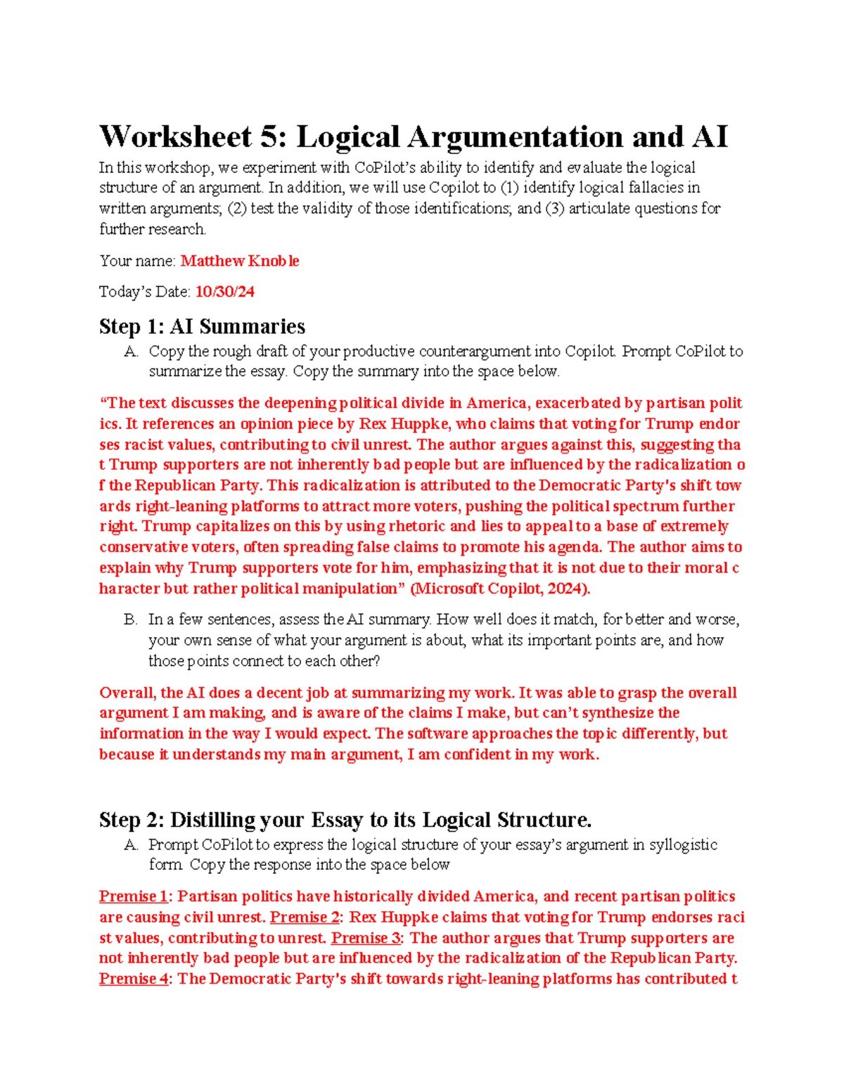 Worksheet 5: Logical Fallacies and Argumentation in AI - Studocu