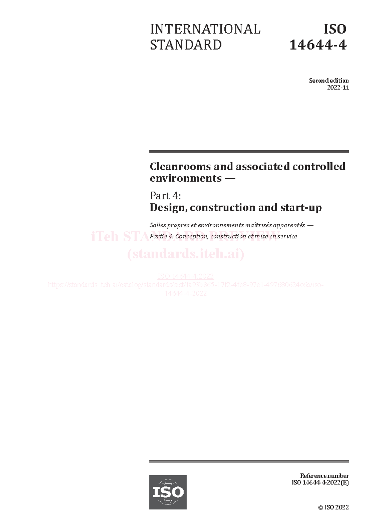 ISO 14644-4:2022 - Guidelines for Cleanroom Design & Construction - Studocu