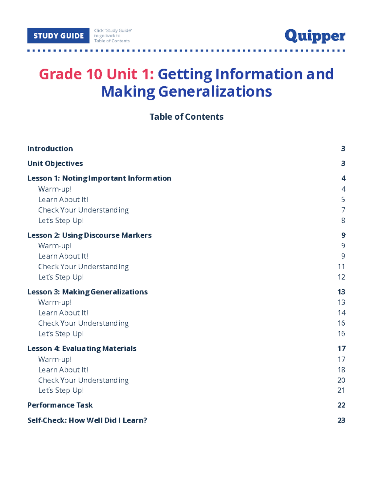 Grade 10 Unit 1: Info Gathering & Generalizations Overview - Studocu