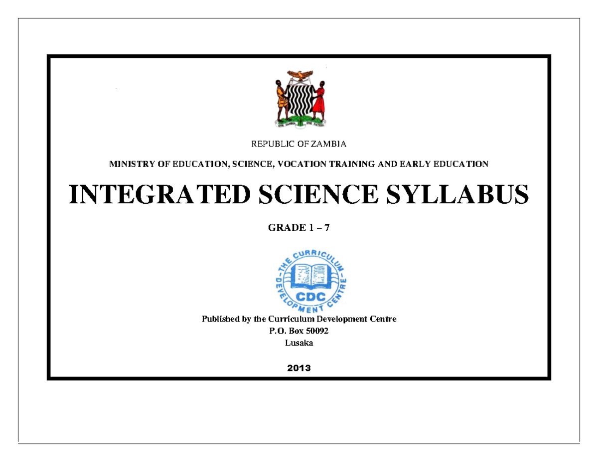Integrated Science Syllabus G1-G7: Curriculum Overview and Methodology ...