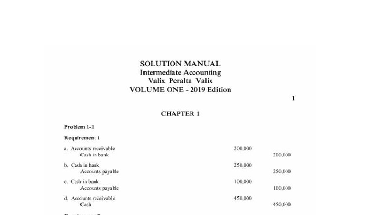 Intermediate Accounting (ACCT 101) Solution Manual - Valix 2019, Vol. 1 ...
