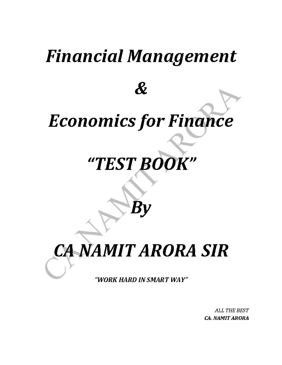 FM ECO TEST BOOK: Comprehensive Review of Financial Management ...