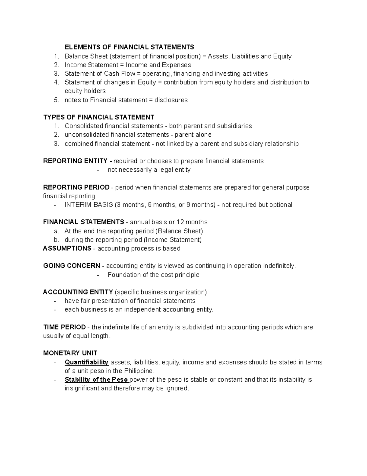 Types of Financial Statements: Definitions and Key Elements - Studocu