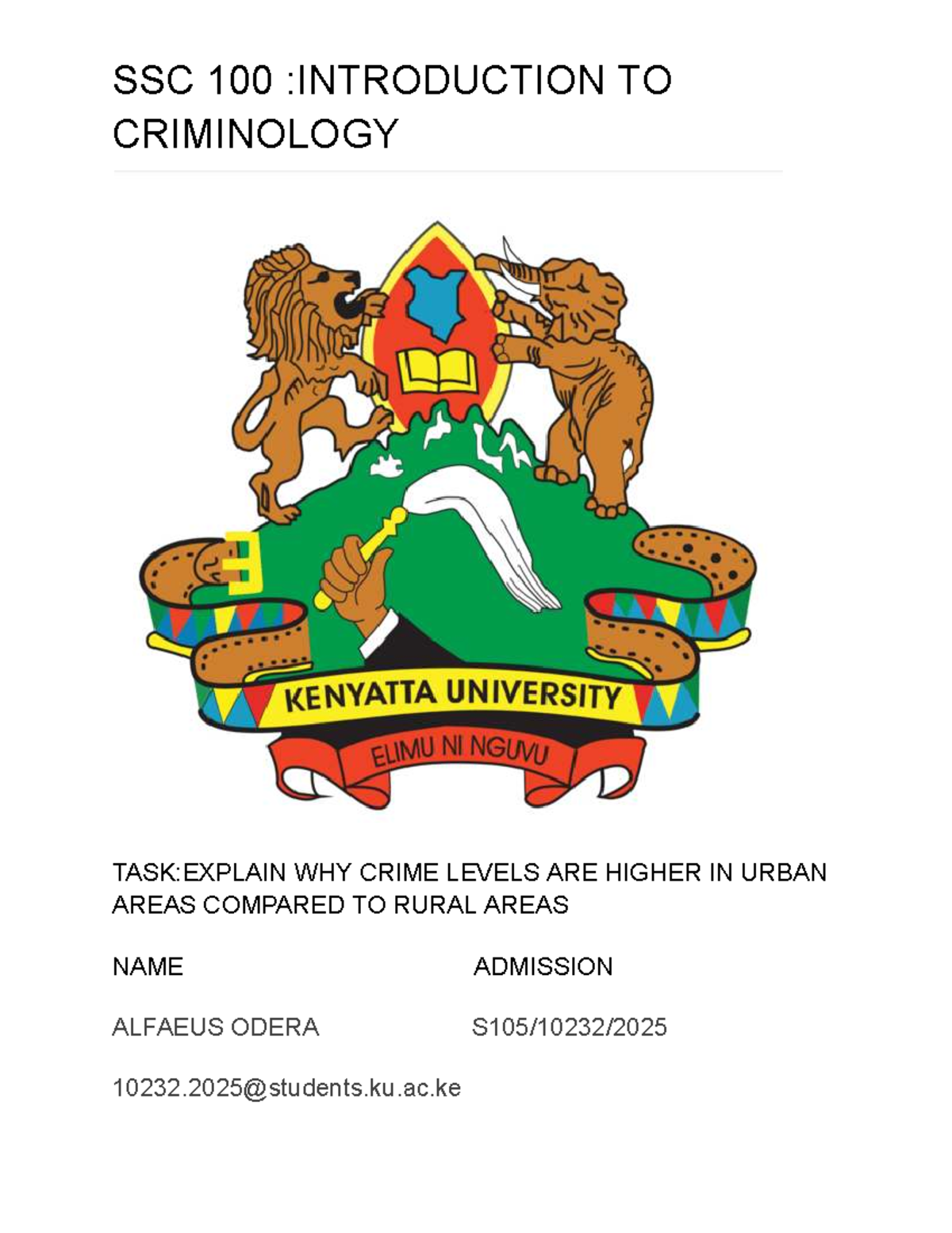 SSC 100: Analyzing Urban vs. Rural Crime Rates and Influences - Studocu