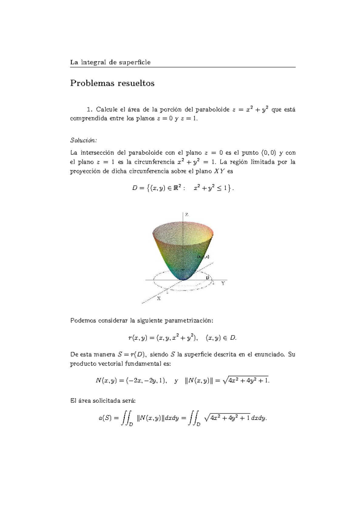 Cuadernillo de Ejercicios: Integrales de Superficie y Problemas ...
