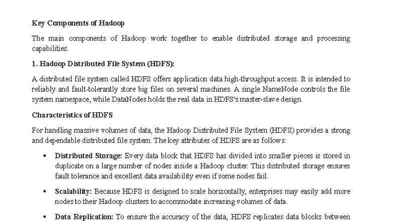 Hadoop Components Overview: HDFS, MapReduce, and YARN Notes - Studocu