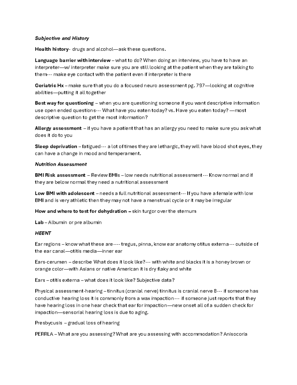 Foundations HESI - Summary for Nursing Practicum Assessments - Studocu