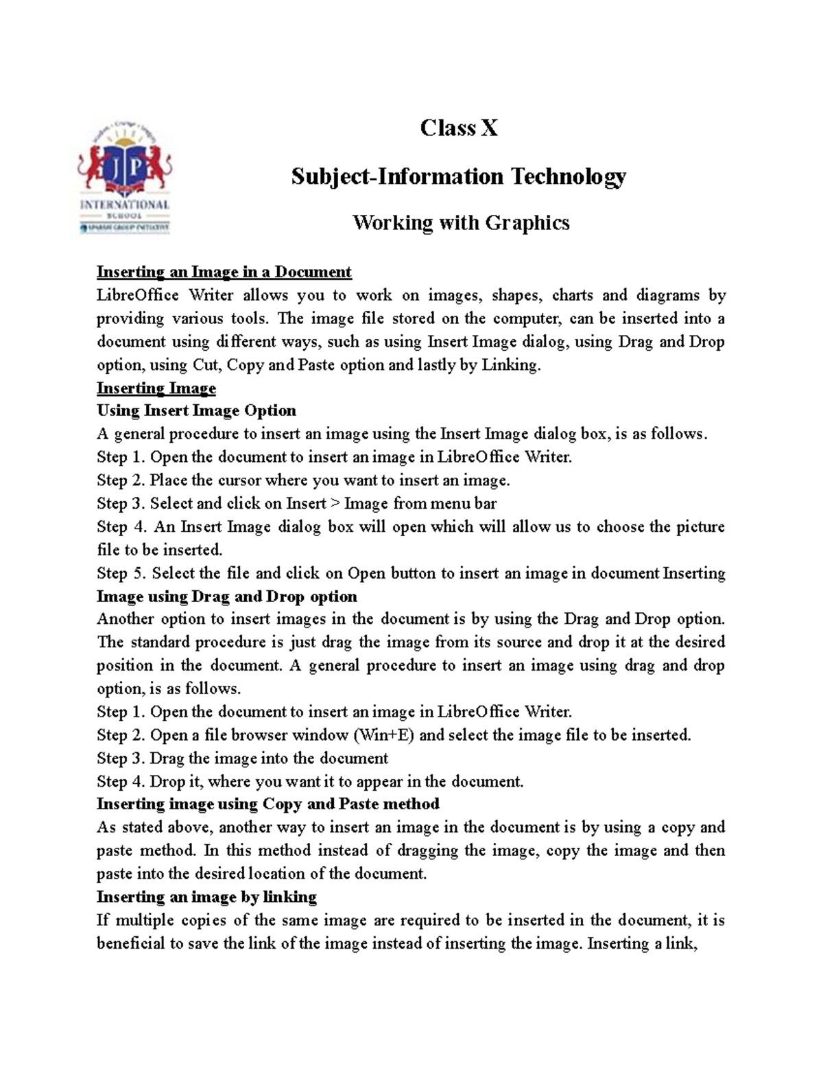 Working with Graphics - Class X: Inserting Images in LibreOffice Writer ...