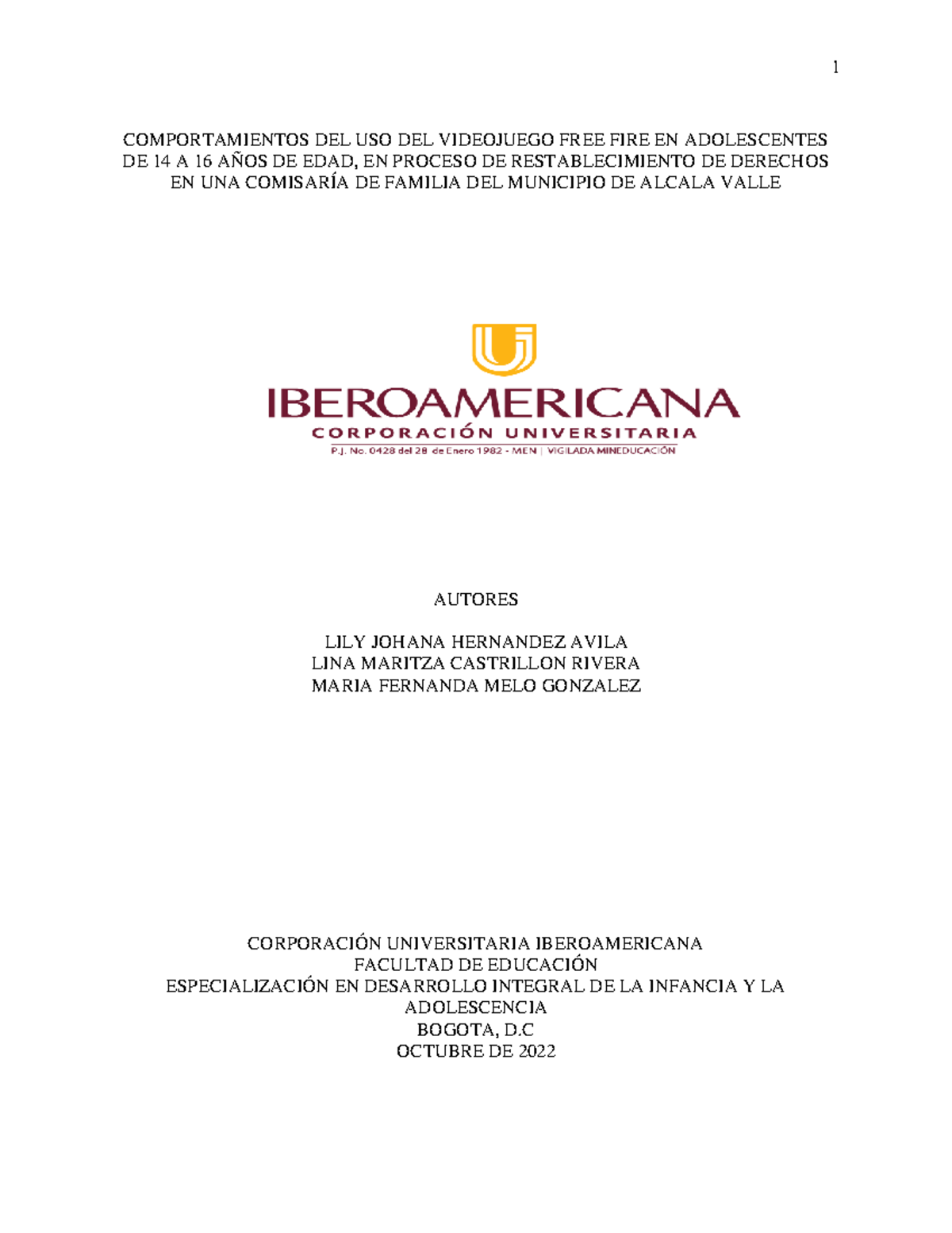 Formato Informe Final Investigación: Comportamientos en Adolescentes y ...