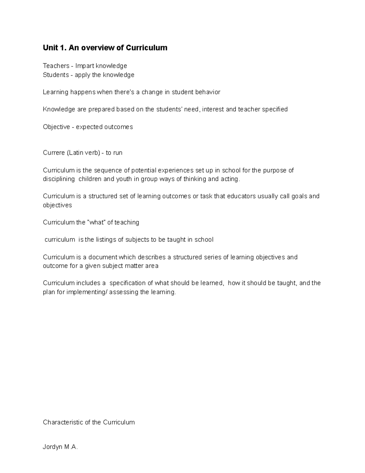 Prof Ed 5 Curriculum Overview: The Teacher's Role and Philosophy - Studocu