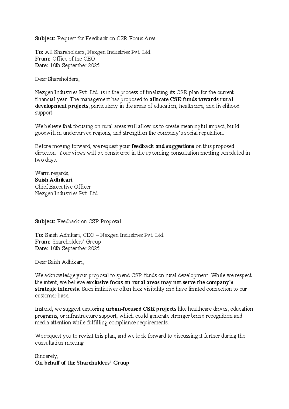 BC Mail - CSR Feedback Request and Response - Studocu