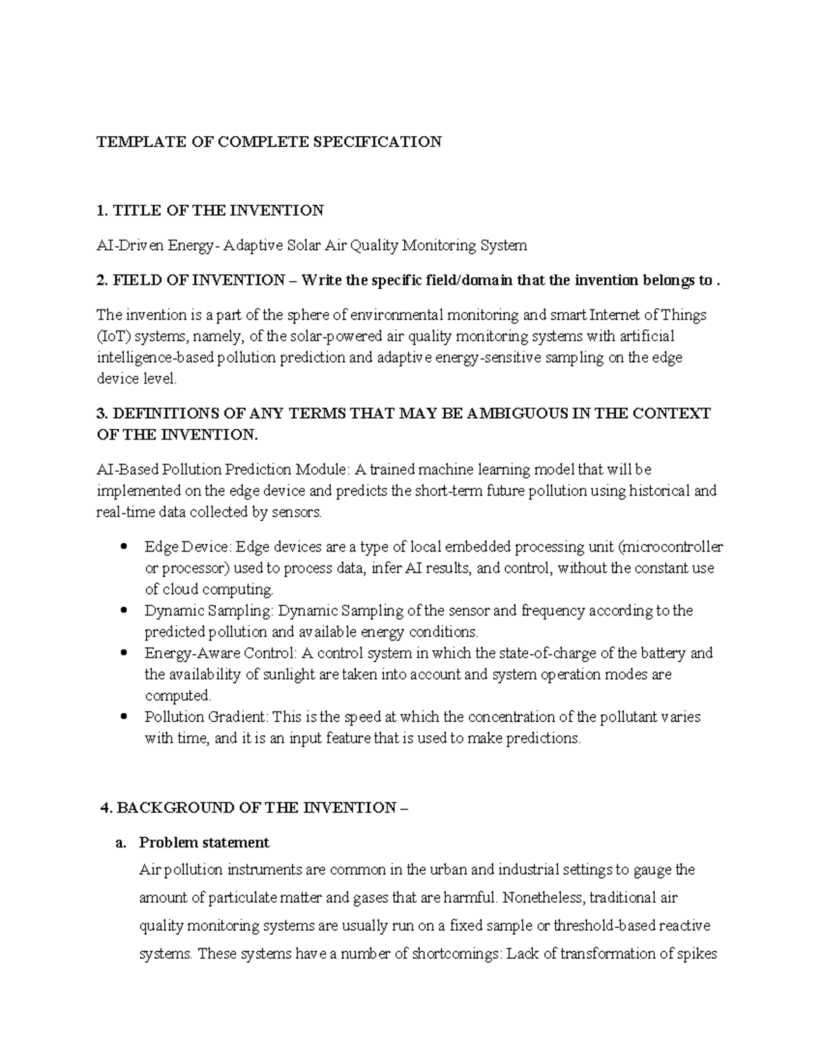 Adaptive Solar Air Quality Monitoring System Specification DK - Studocu
