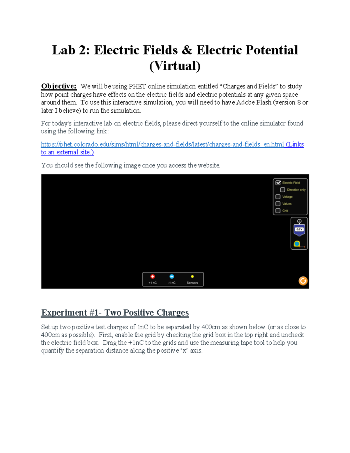 Lab #2 - Electric Fields & Electric Potential - Lab 2: Electric Fields ...
