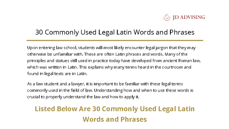 30 Essential Legal Latin Terms for Law Students - Studocu