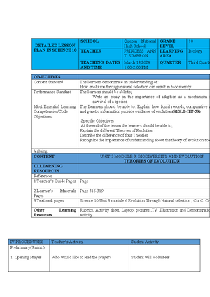 Detailed Lesson Plan- Biodiversity - DETAILED LESSON PLAN Schools ...