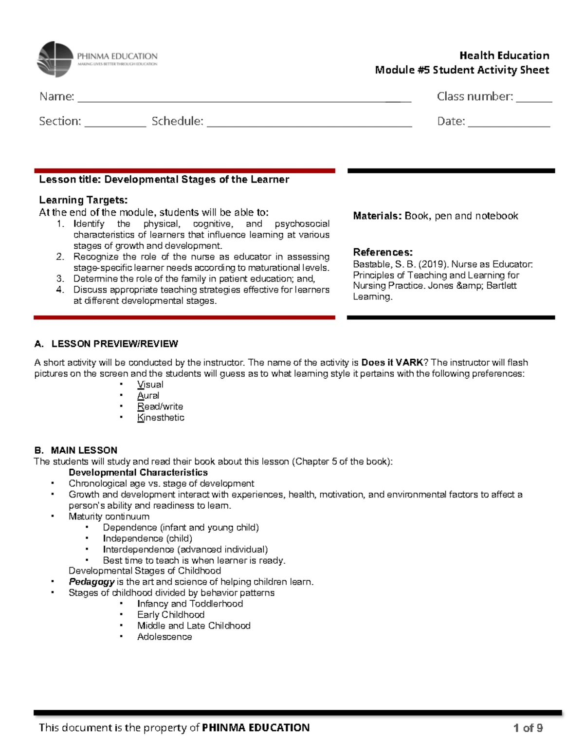 HE SAS 2 - Health Education - Module #2 Student Activity Sheet Name ...