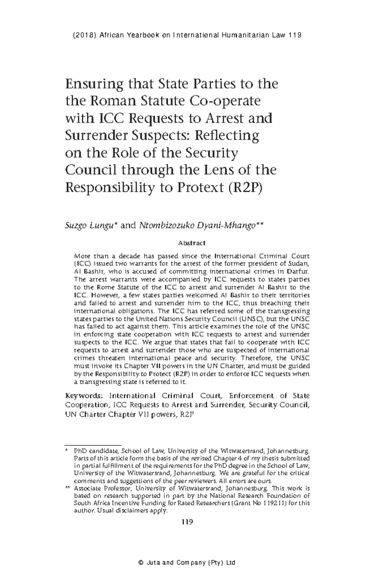 Ensuring State Cooperation with ICC Requests: The Role of UNSC and R2P ...