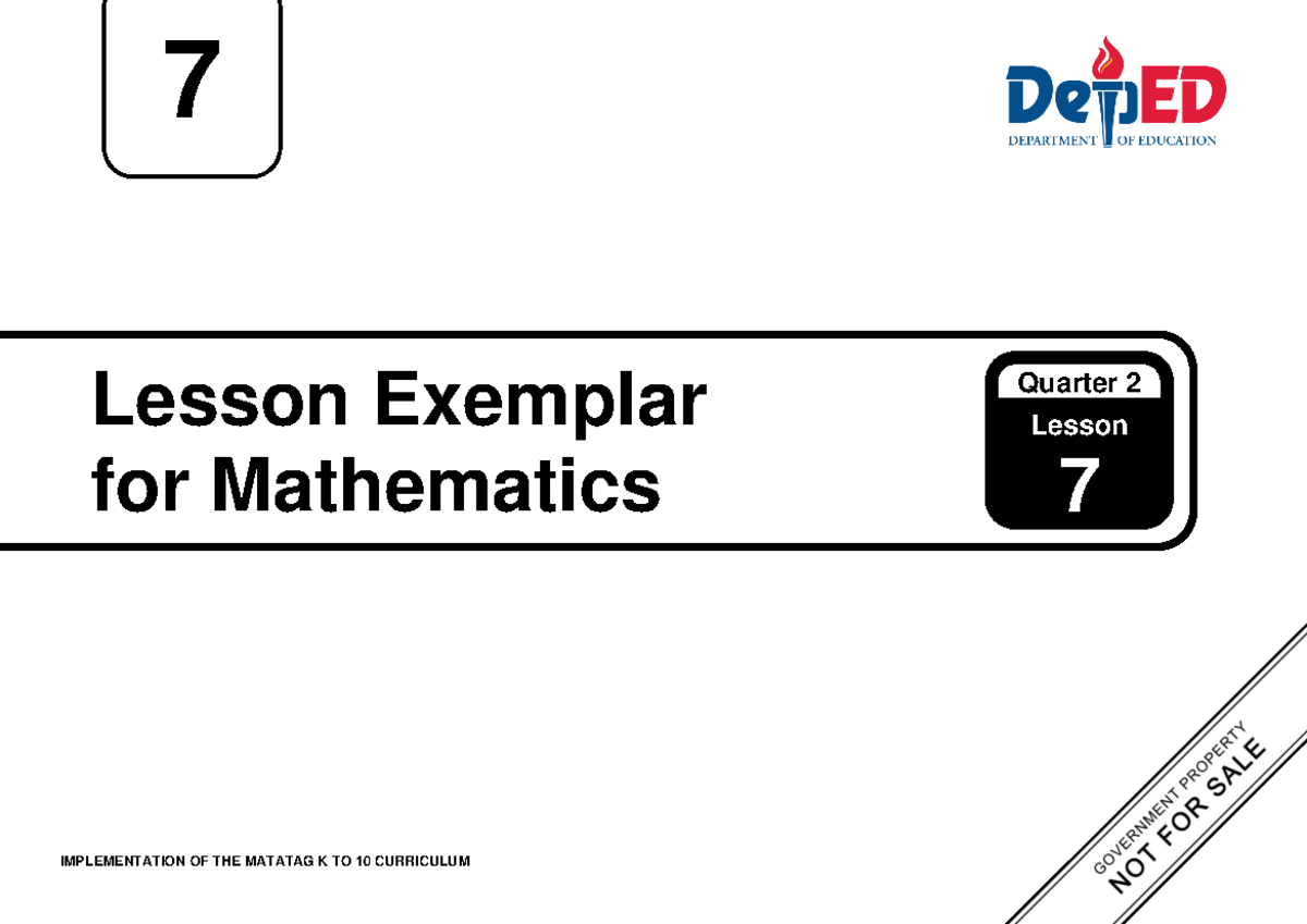 Q2 LE Math 7: Lesson 7 - Sets & Their Operations Exemplar - Studocu