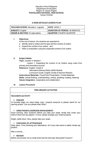 LP Intervention ABC DAY1 - DETAILED LESSON PLAN IN ENGLISH 2 I ...