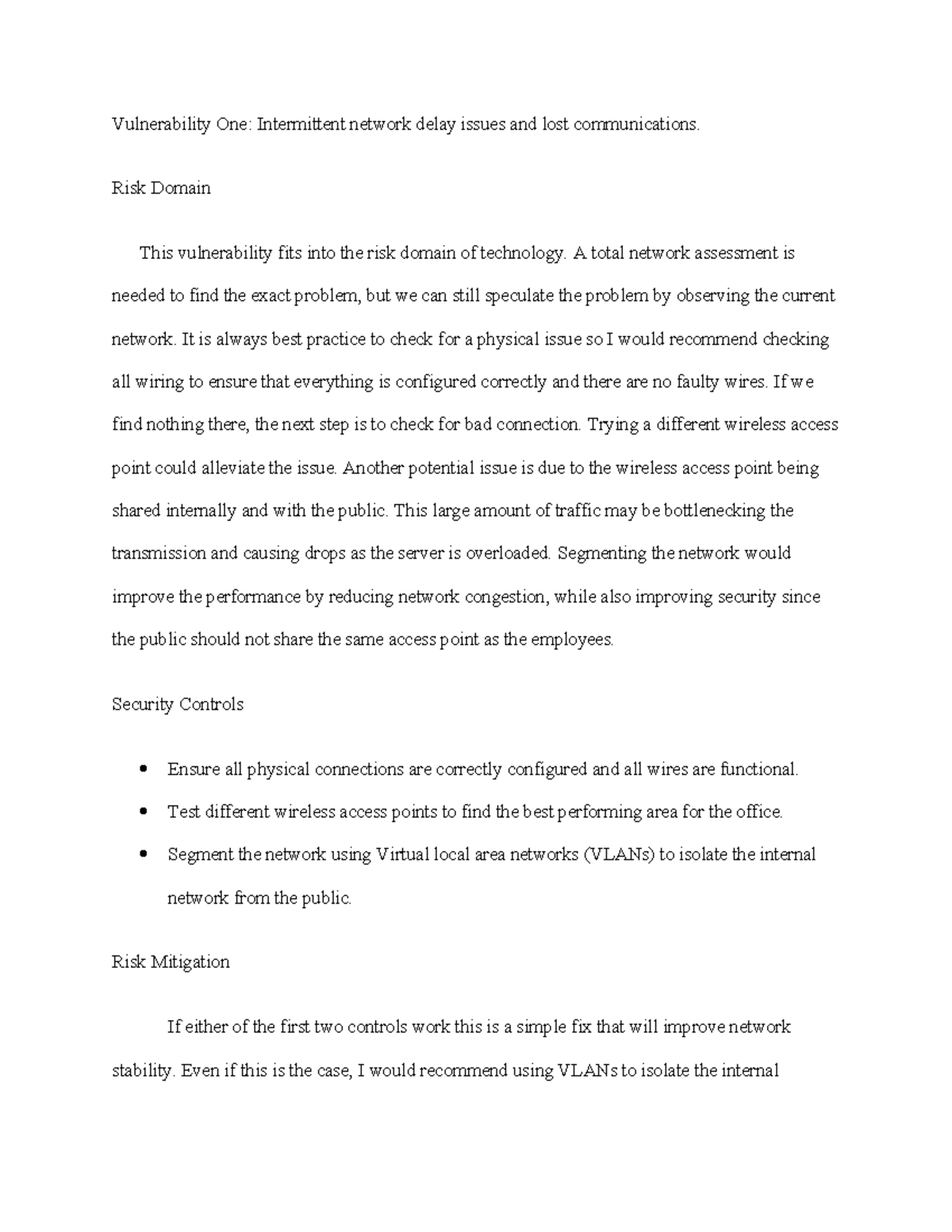 CYB 420 Module 1 Project 1: Network Vulnerabilities and Mitigations ...