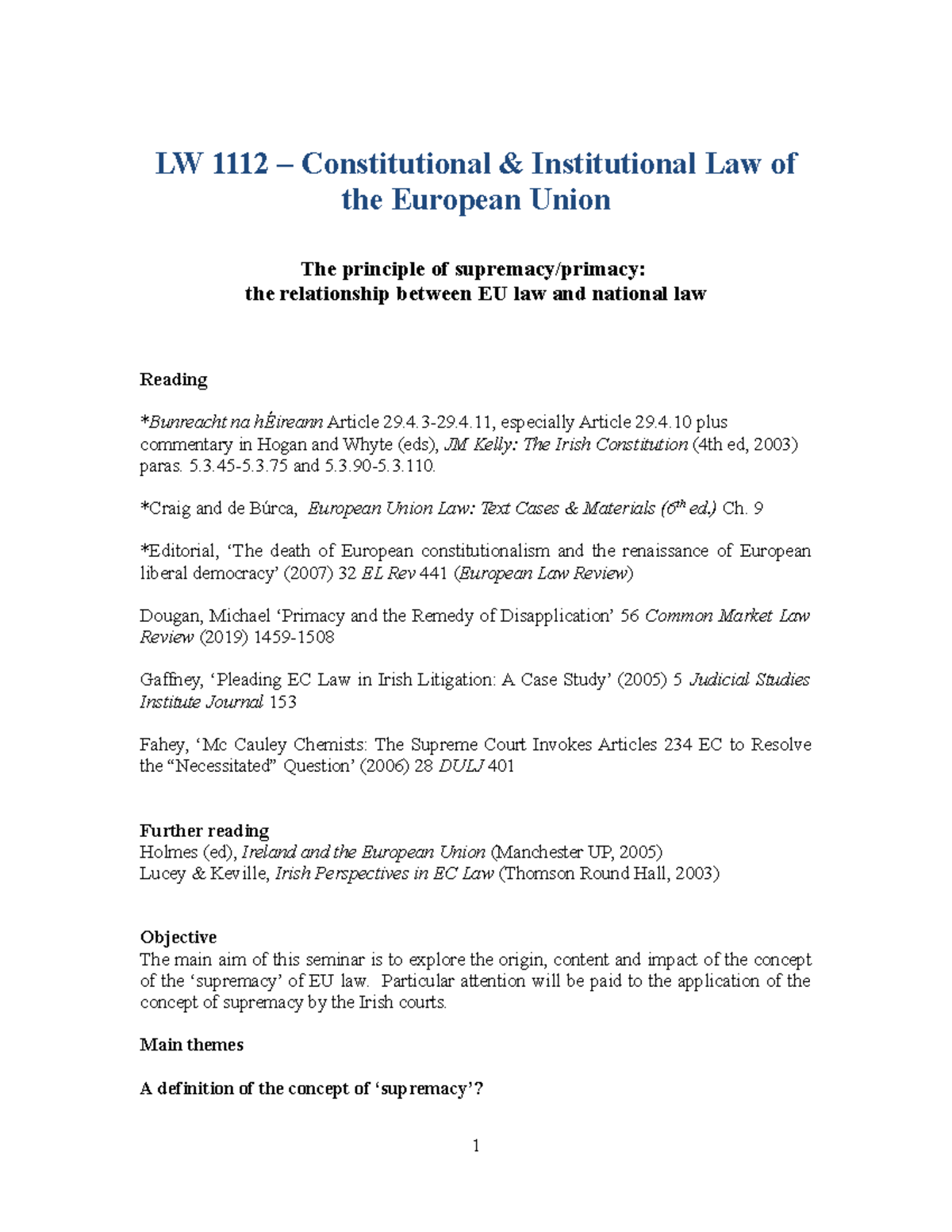 LW 1112 – Understanding the Primacy of EU Law Over National Legislation ...
