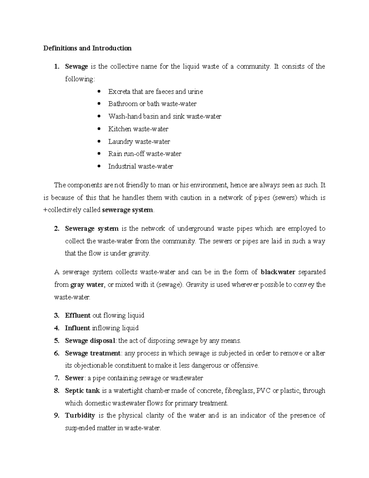 Lesson 1: Intro to Wastewater Treatment & Types of Sewage - Studocu