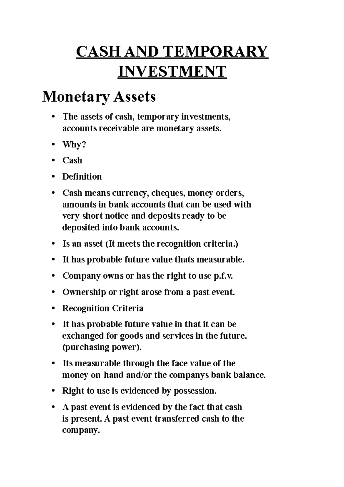 CASH & Temporary Investments: Understanding Monetary Assets and ...