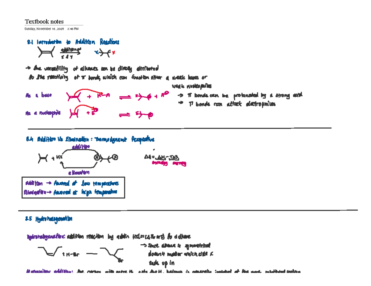 Orgo Chem - Text Module 6: Addition Reactions Overview - Studocu