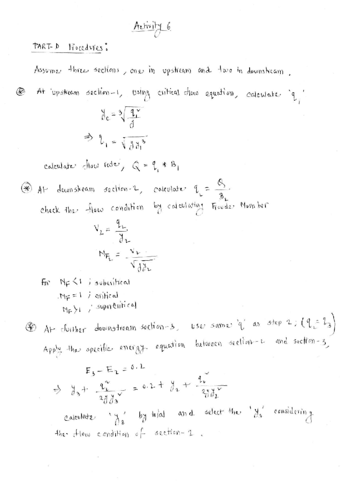 Activity 7d Procedure: Flow Rate Calculations and Froude Number ...