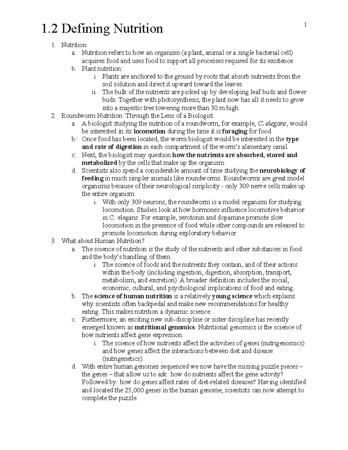 Lesson 1 - Introduction to Fundamental Nutrition - 1 Defining Nutrition ...