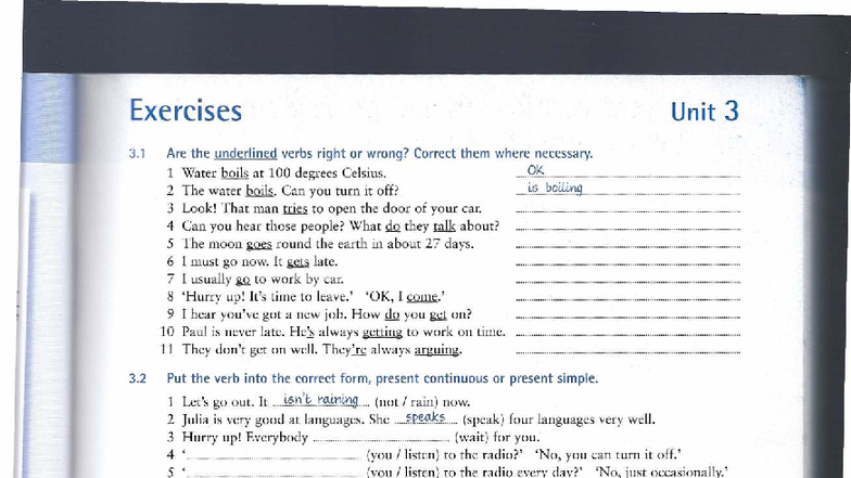 Present Tenses Exercises - QK 1: Grammar Practice and Corrections - Studocu