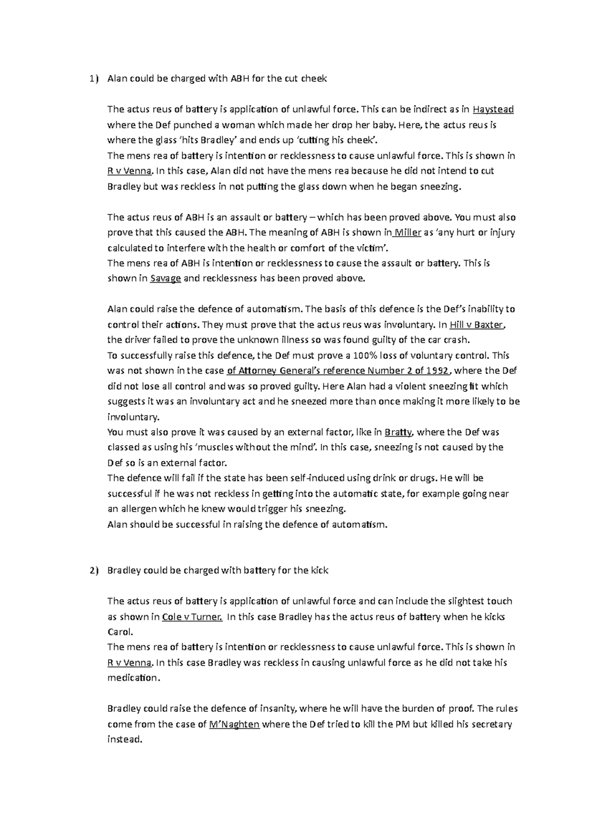 A Level Law Paper 2 (Tort) Breakdown - Paper 2 - Tort Content ...