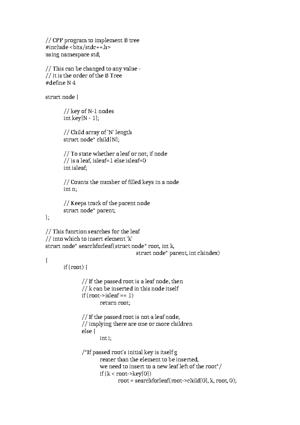 Chapter 4 tham khao Implement B tree - // CPP program to implement B tree #include - Studocu