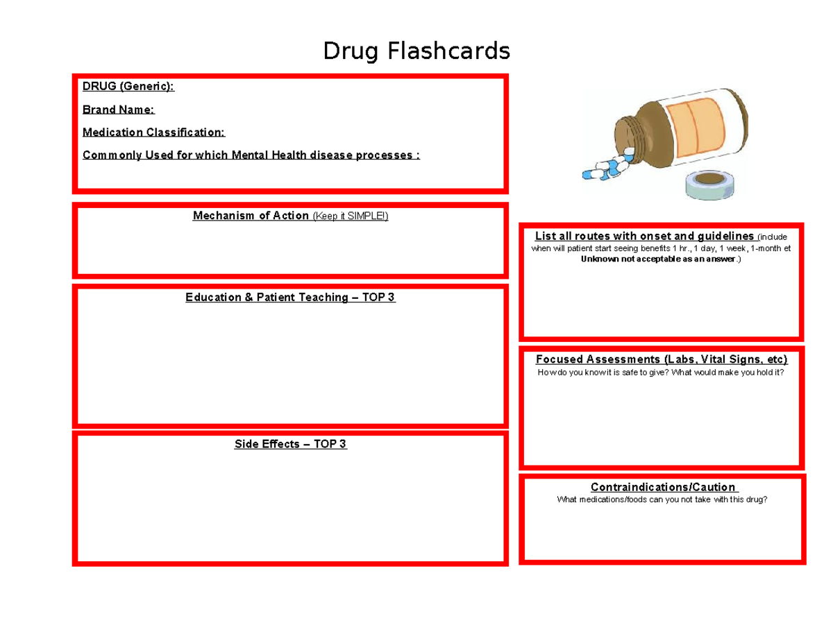 L2Drug Card Template - Drug Flashcards DRUG (Generic): Brand Name ...