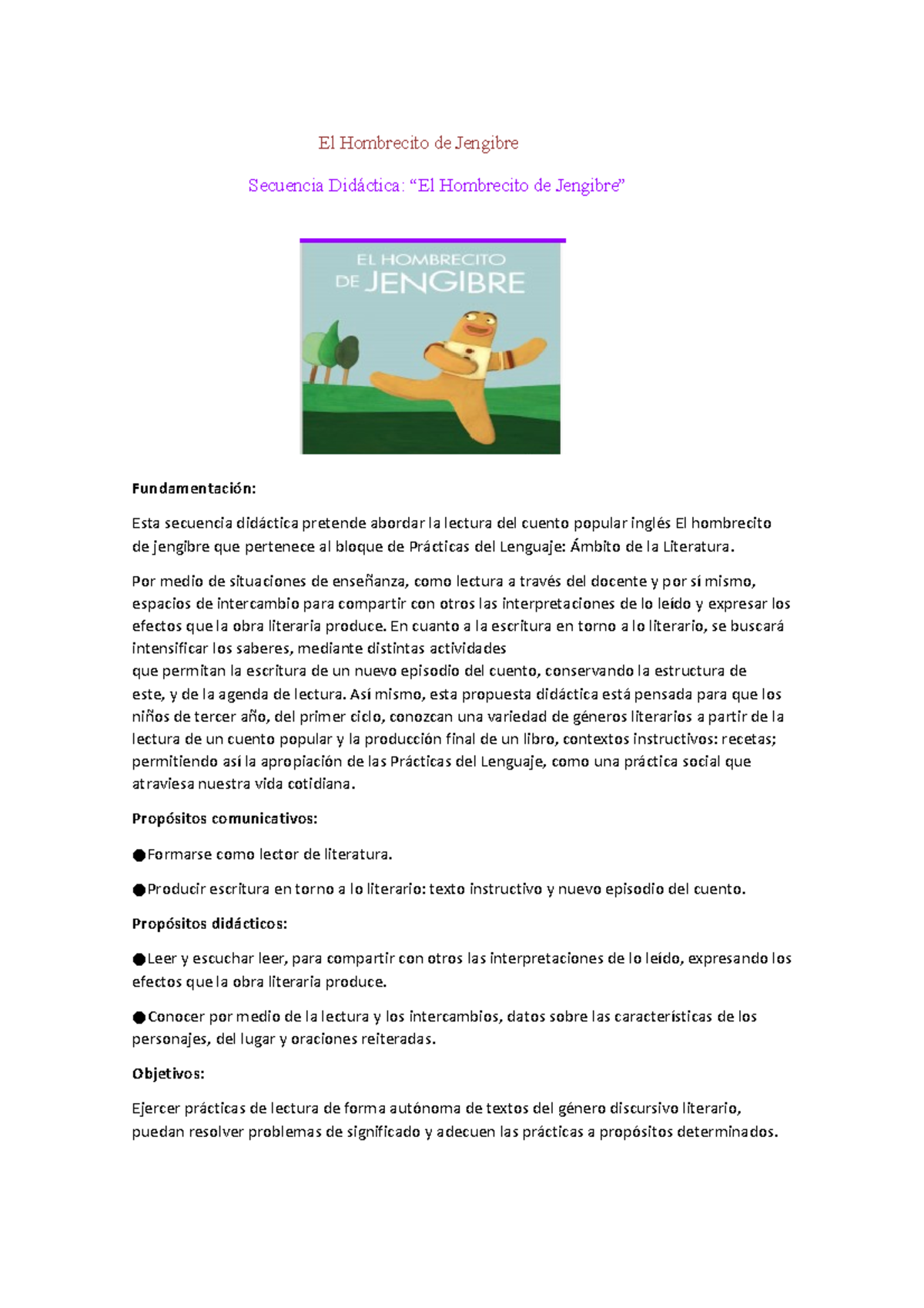 Secuencia Didáctica: "El Hombrecito de Jengibre" en el Aula 3° Año ...