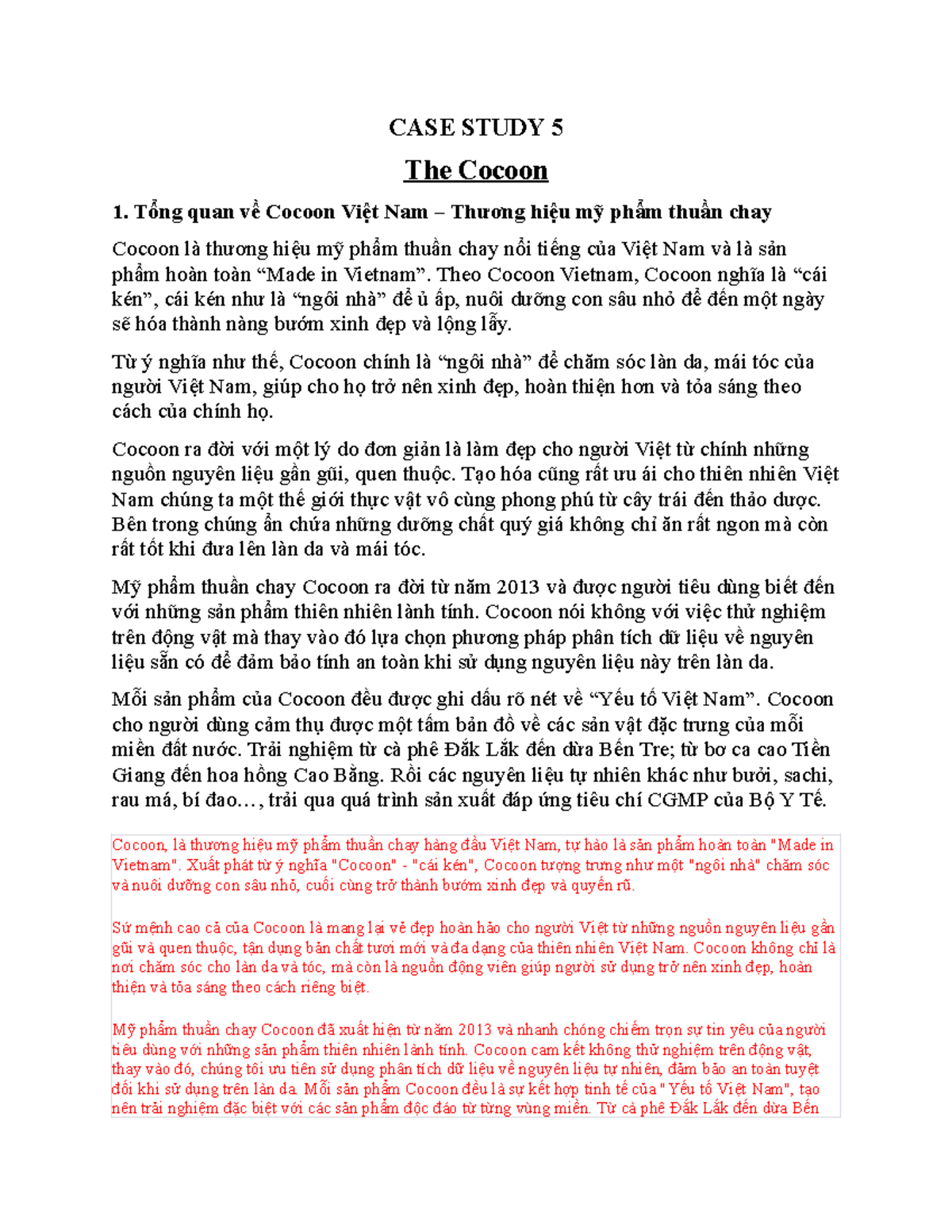 CASE STUDY 5: Cocoon - Chiến Lược Marketing Mỹ Phẩm Thuần Chay Việt Nam - Studocu