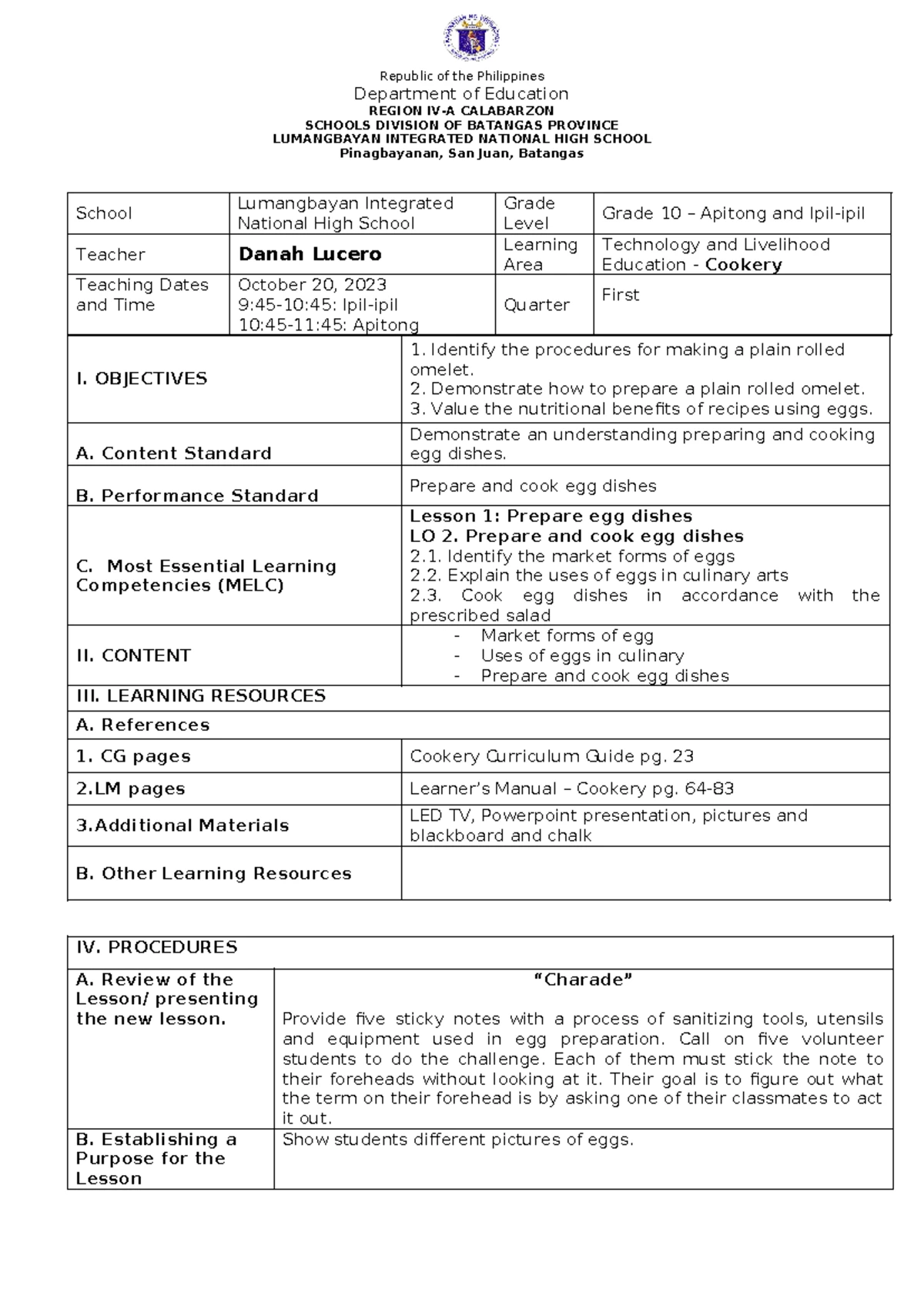 First Periodical Exam – Cookery 9 (Periodical-TLE-9) - Studocu