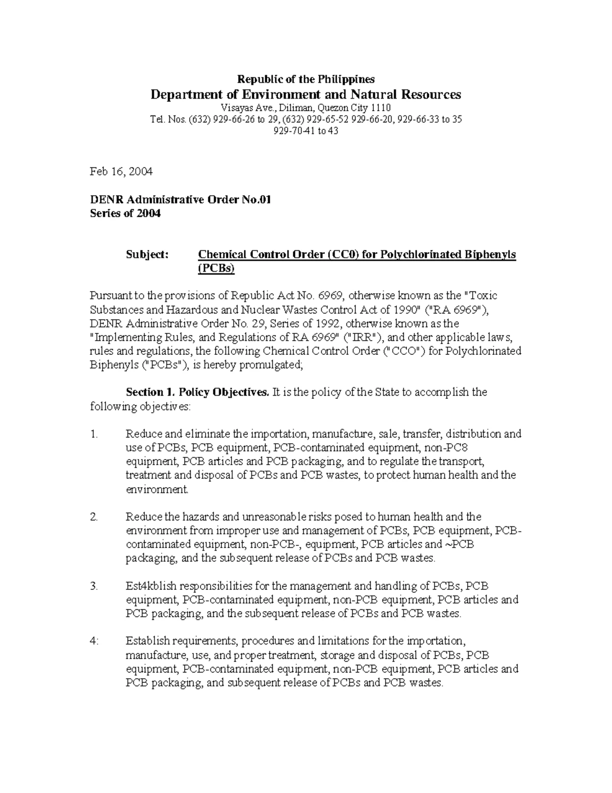 DENR AO 02: Revised Guidelines for Pollution Control Officer ...