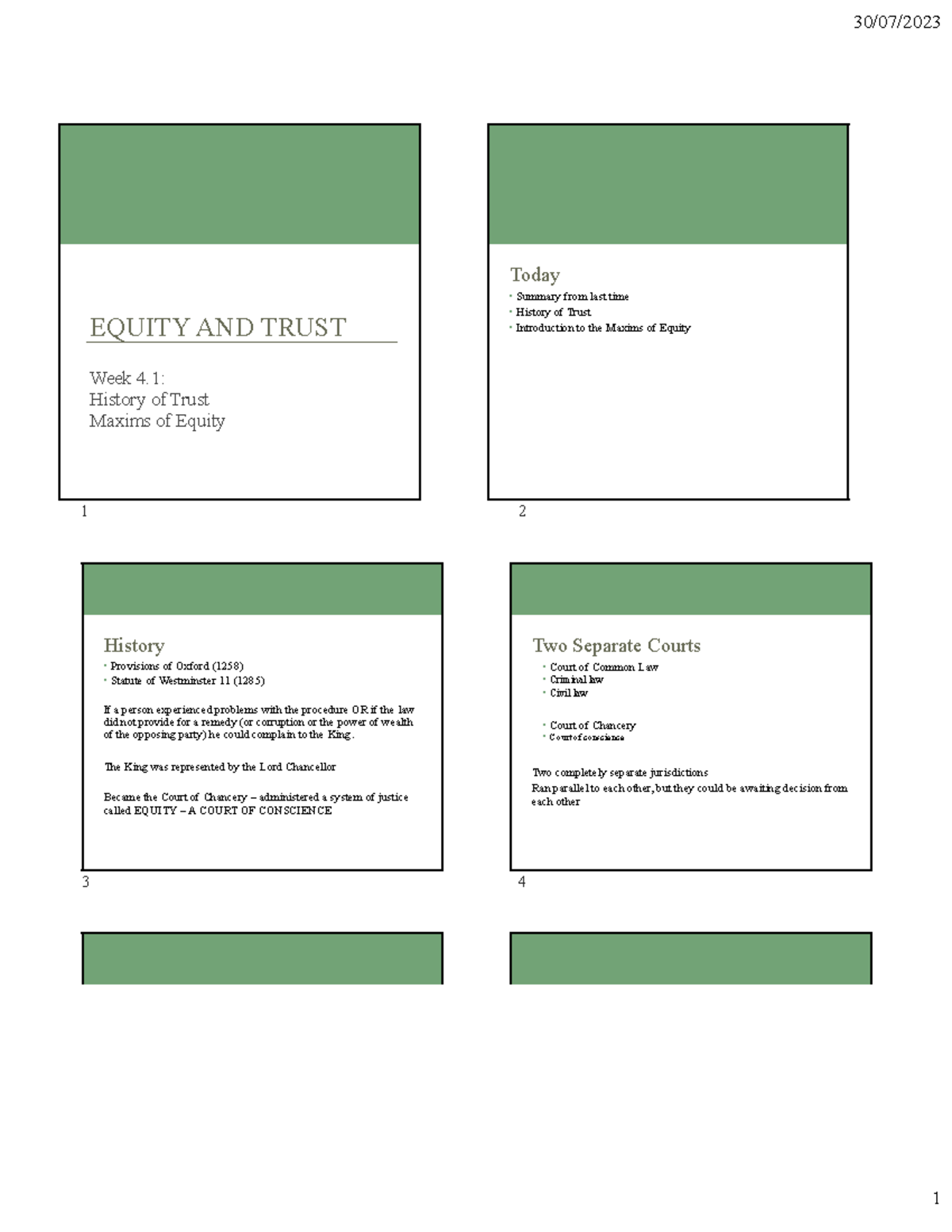 Lecture 3: Equity and Trust - Historical Overview & Key Concepts - Studocu