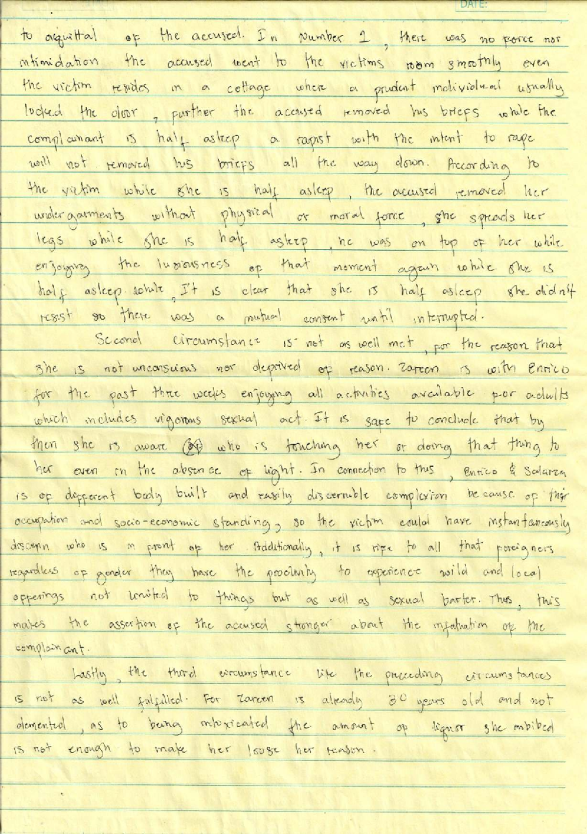 Clemente Case Study: Acquittal Analysis of Accused - Guzman, Jackilou L - Studocu