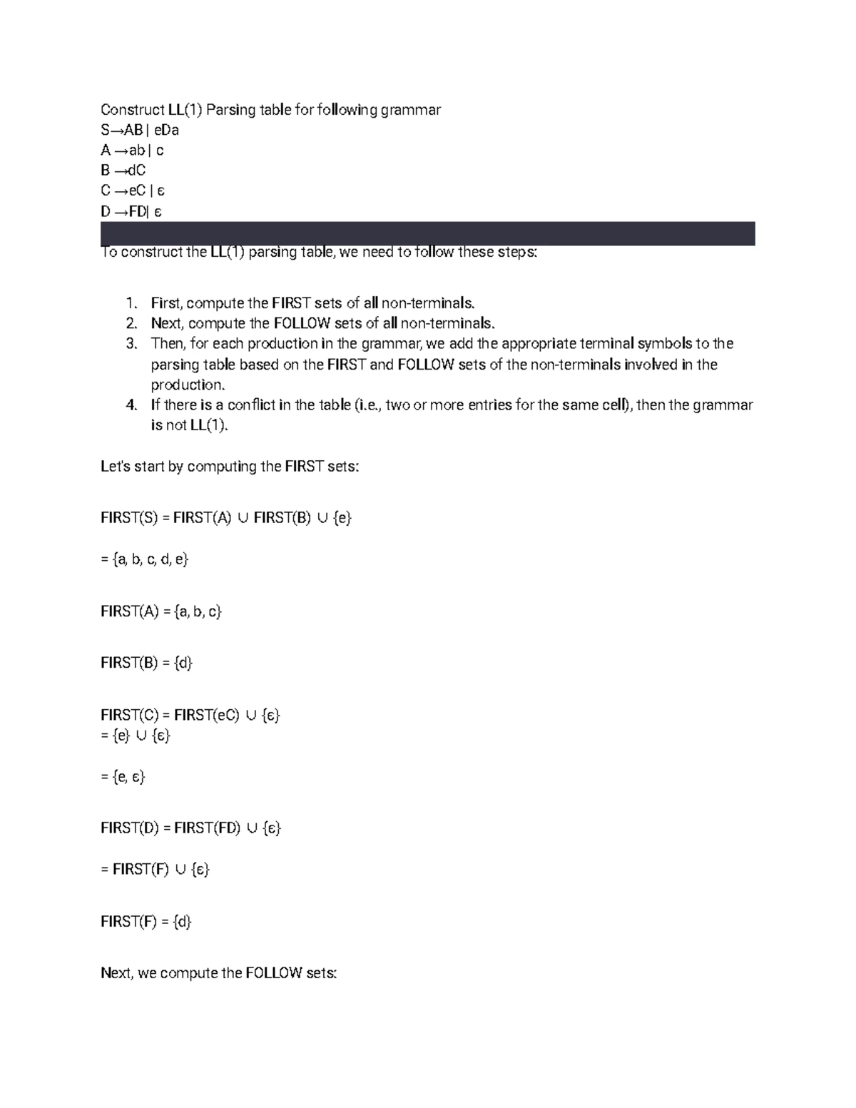 Compiler design - Consider the following grammar S→ (L)/a L→L, S/S I) eliminate the left ...