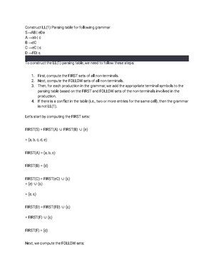 Compiler design - Consider the following grammar S→ (L)/a L→L, S/S I) eliminate the left ...