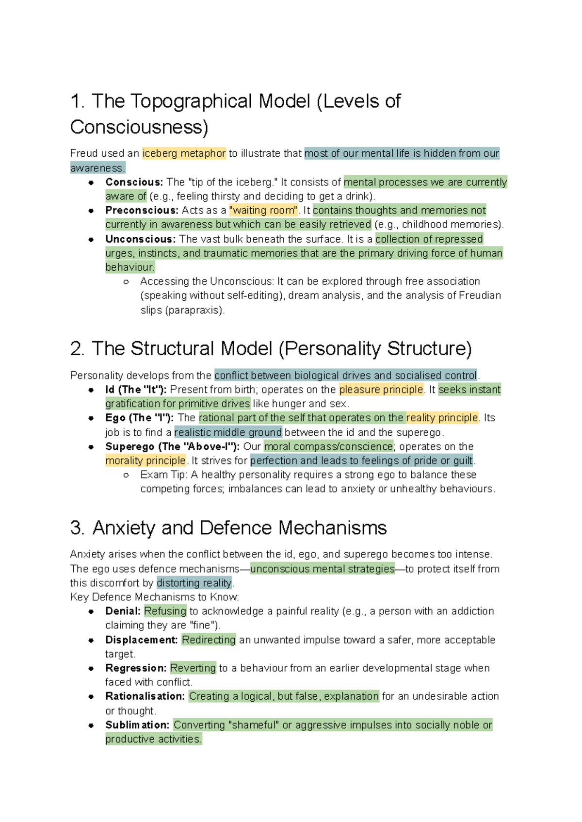 Psychoanalytic Approach: Levels of Consciousness & Personality (Matsec ...