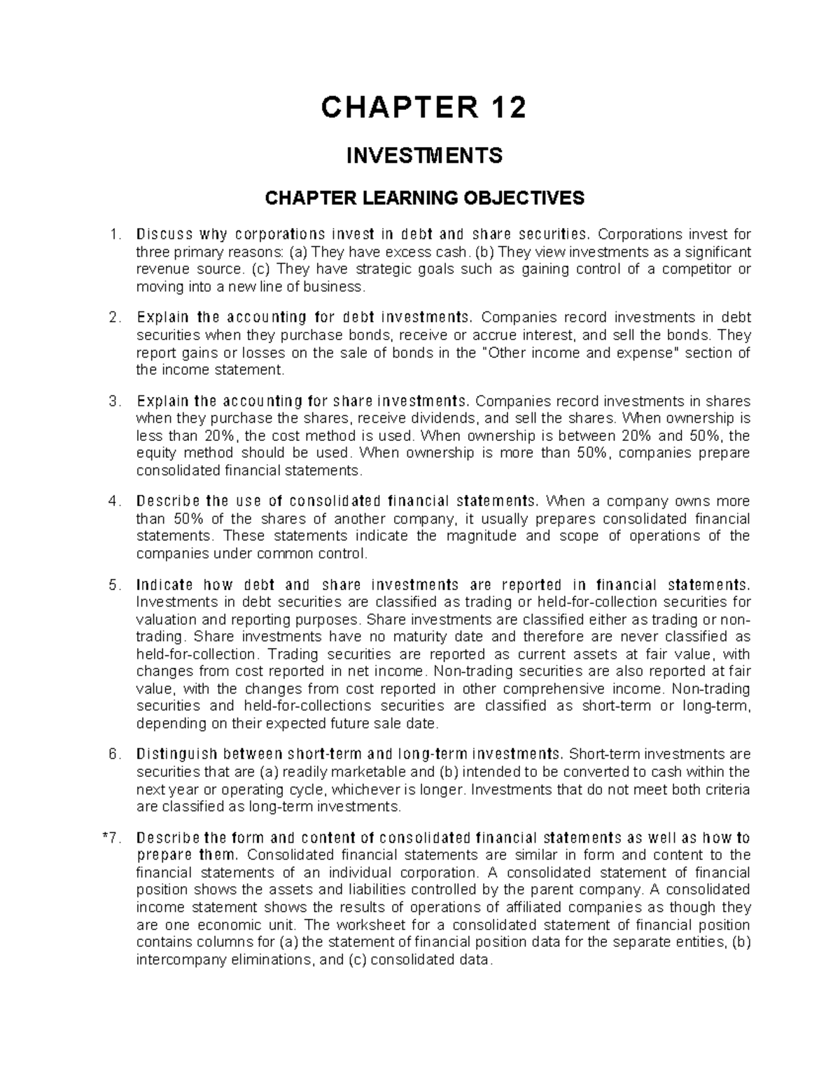 Financial Accounting Ch12_test bank - CHAPTER 12 INVESTMENTS ...
