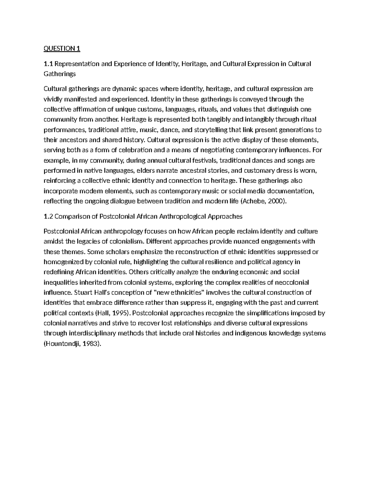 Cultural Identity and Expression: Insights from Postcolonial Studies ...