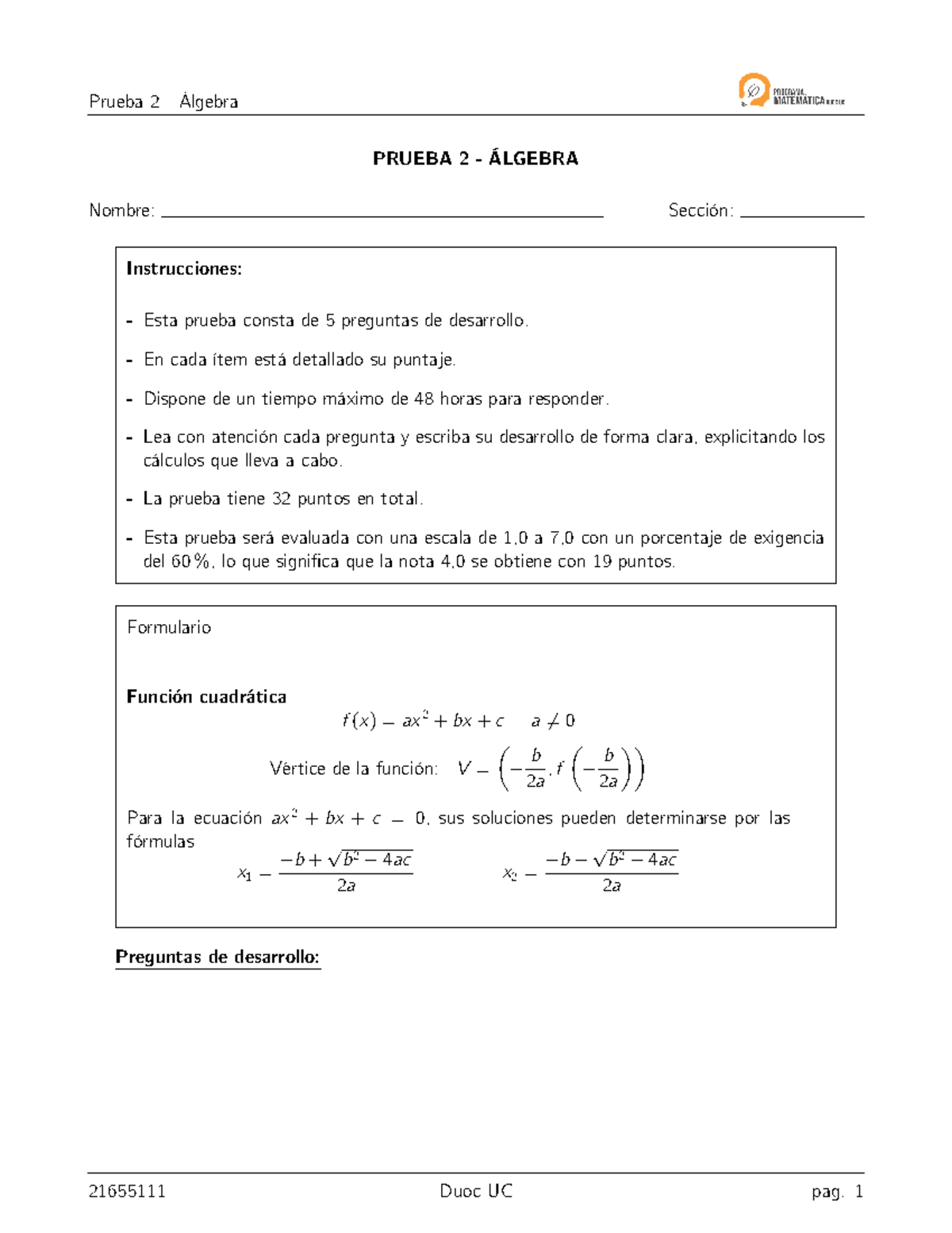 P2 MAT200 - Álgebra II: Contenido de la Prueba n2 - Studocu