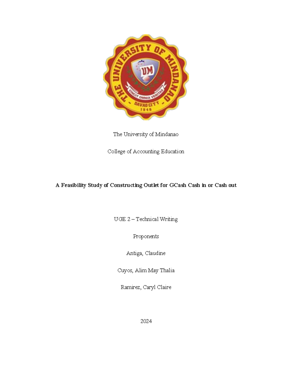 Feasibility Study on GCash Outlets at UGE 2 – University of Mindanao ...